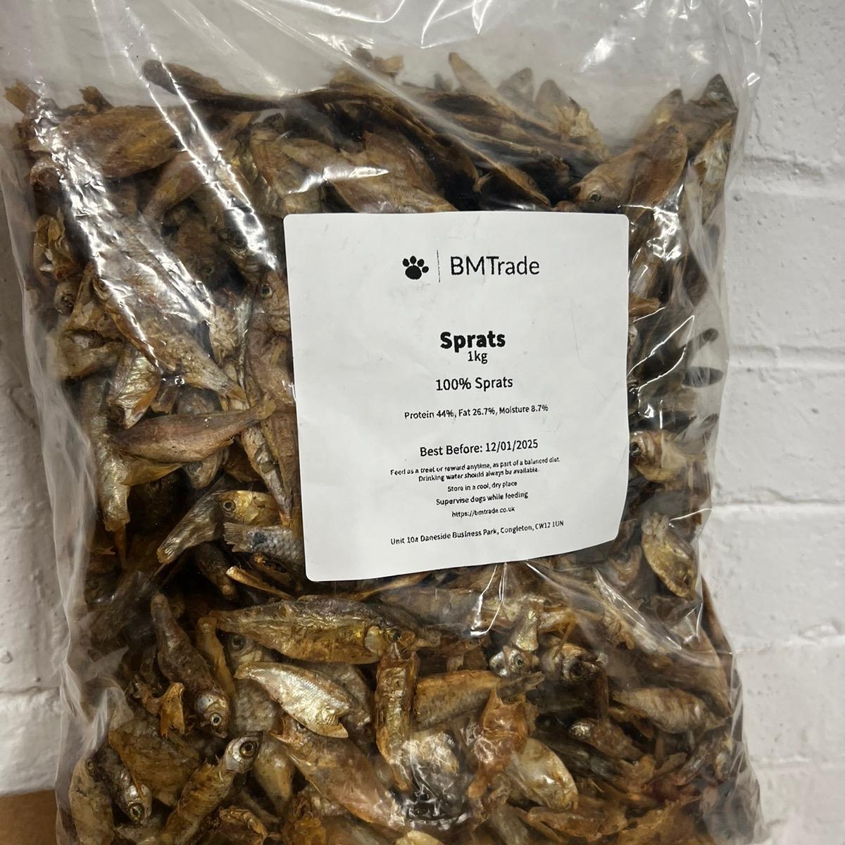 Dried Fish Sprats 1kg – BMTrade Natural Dog Treats